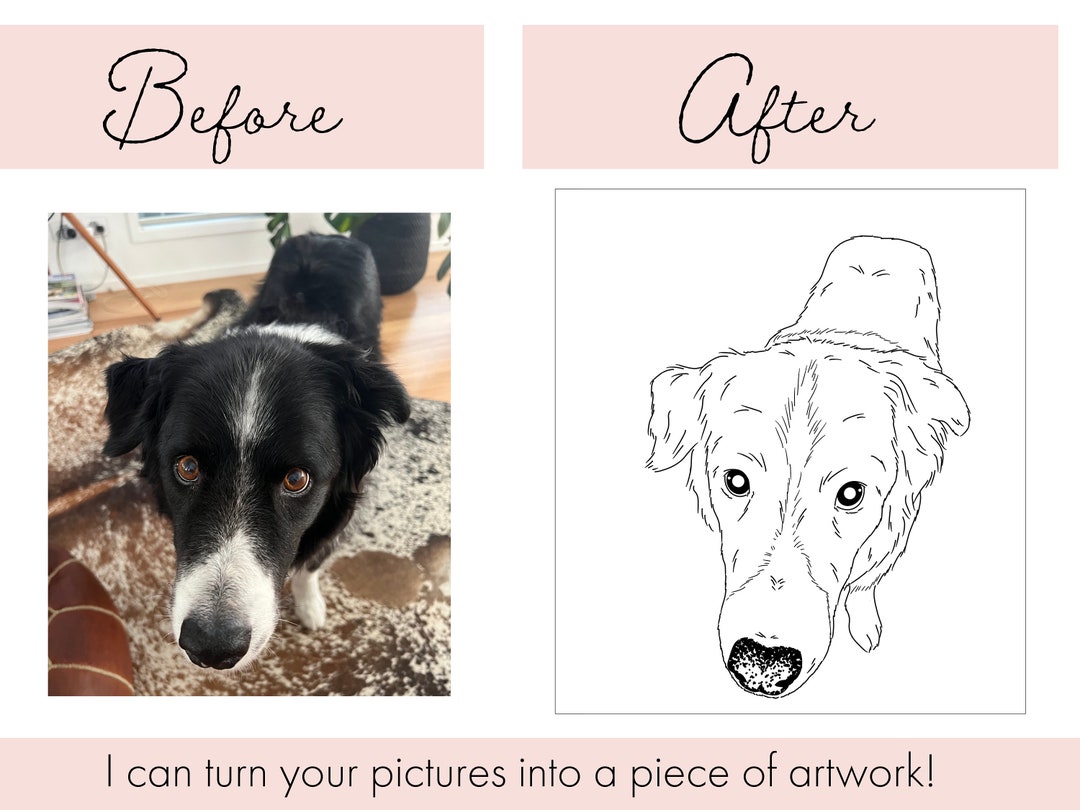 DIGITAL PET OUTLINE, Drawing of My Pet, Custom Gift for Pet Owner, Dog ...