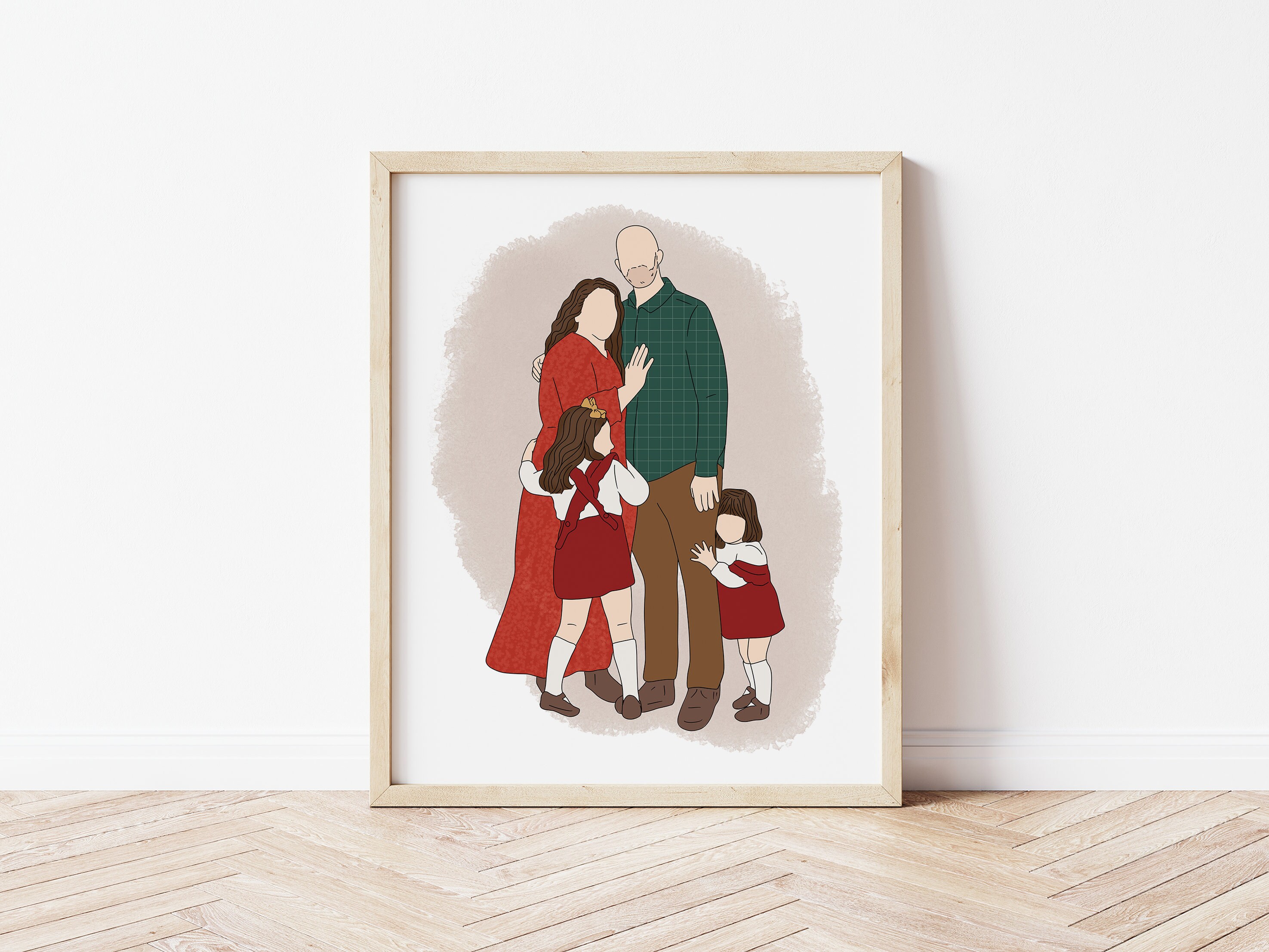Custom Family Line Art Portrait From Photo: Minimalist Keepsake ...