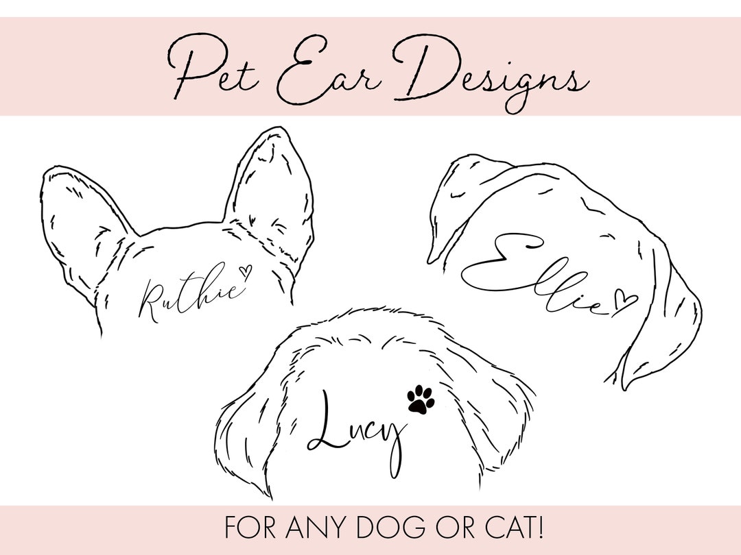 Pet Ears Line Art, Custom Digital Drawing, Pet Ear Outline, Dog ...