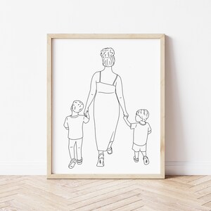 Faceless Line Art Illustration - Gift for Mom - Faceless Line Art ...