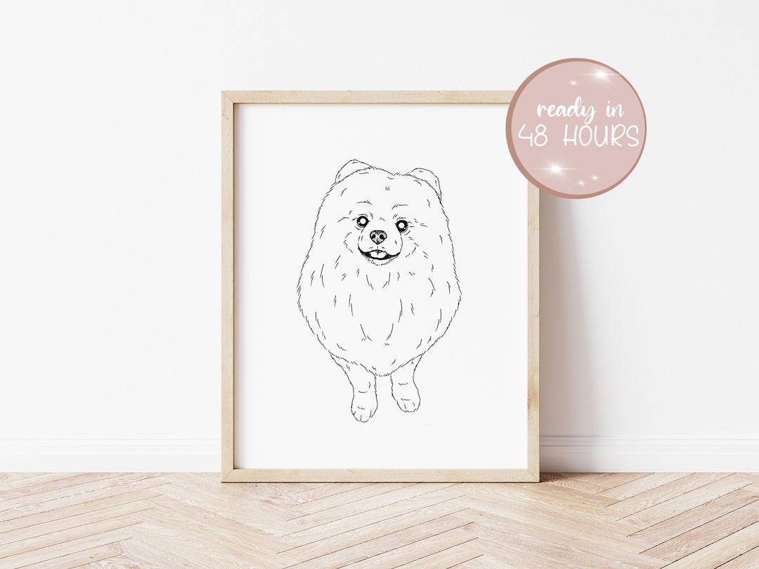 Custom Pet Line Art Portrait (fully Body) – Personalized Pet Sketch ...