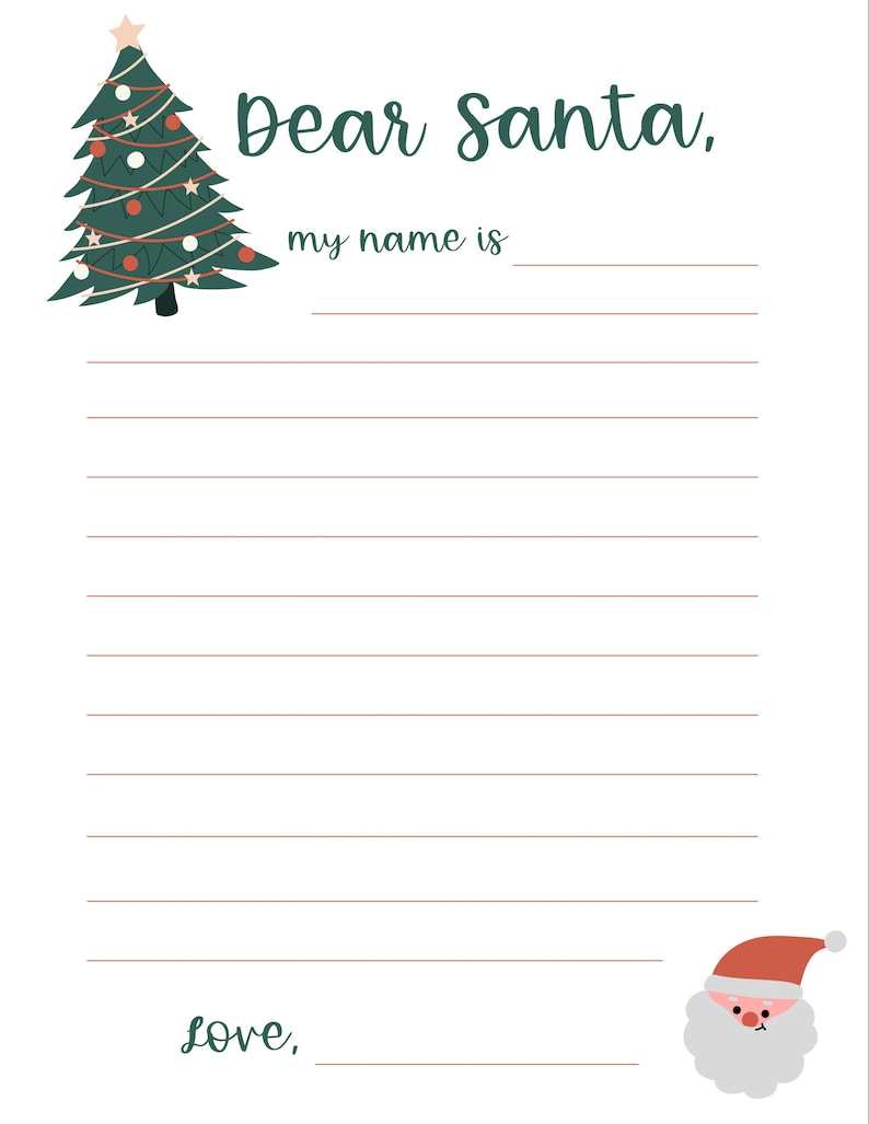 Letter to Santa Digital Download, Christmas Printable, Christas Pdf ...