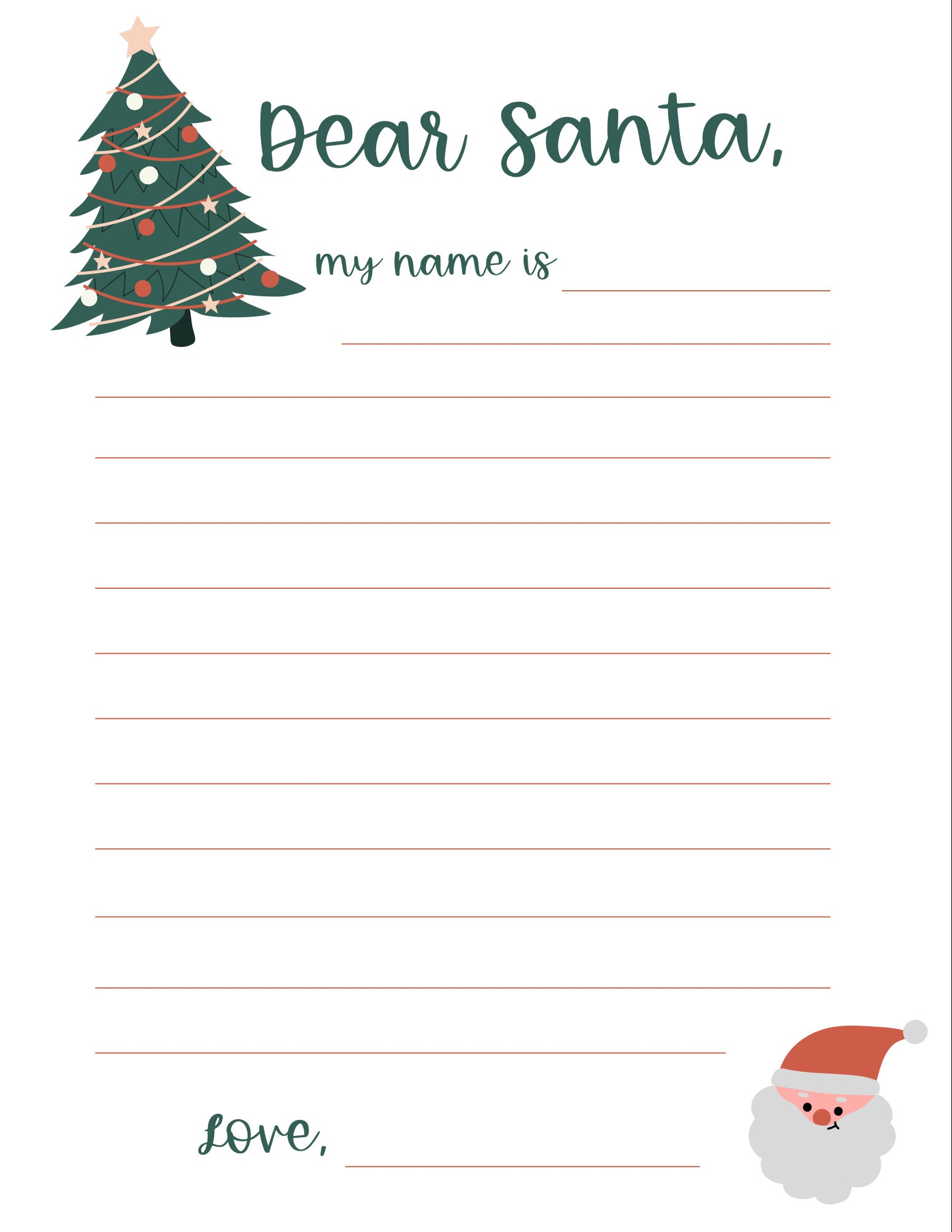 Letter to Santa Digital Download, Christmas Printable, Christas Pdf ...