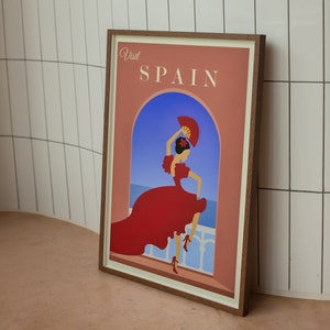 Spain Retro Travel Poster, Printable Wall Art, Vintage Posters, Travel ...