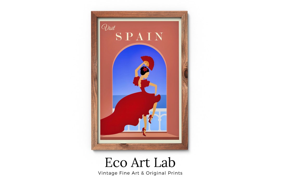 Spain Retro Travel Poster, Printable Wall Art, Vintage Posters, Travel ...