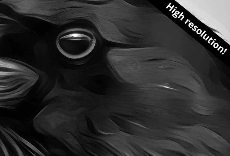 Raven Sitting on Rock Printable Digital Bird Painting. Instant - Etsy