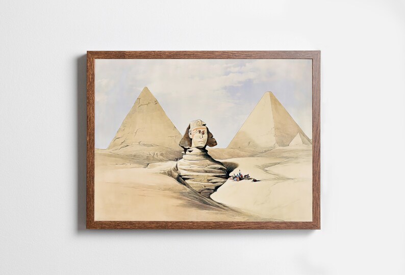 Ancient Egyptian Wall Art. Pyramids & Great Sphinx of Giza. Egyptian ...