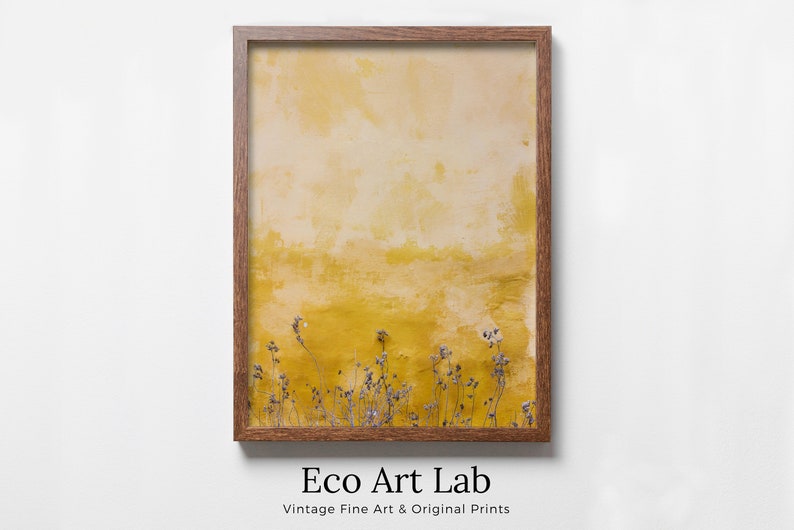 Minimalist Yellow Wall Texture With Flowers Printable Wall Art. Instant ...