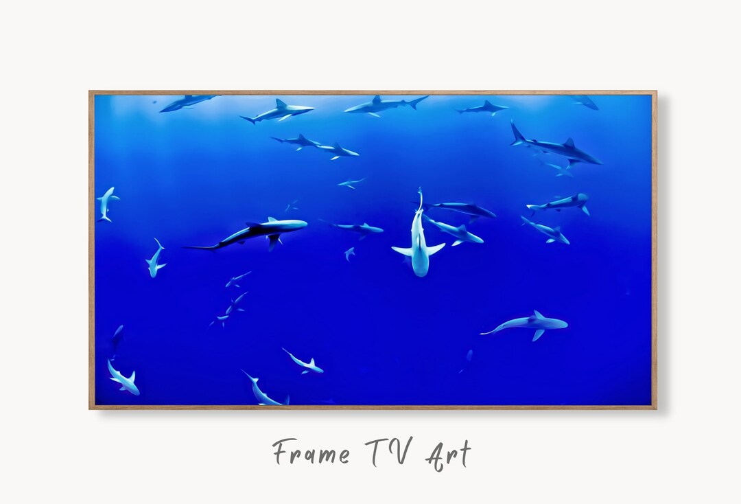 Sharks in Deep Blue Water Frame TV Art Digital Download, Art for Tv ...