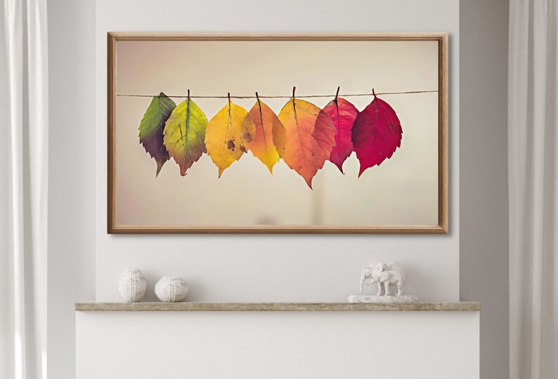 Samsung Frame TV Art 4K Hanging Autumn Leaves Digital - Etsy