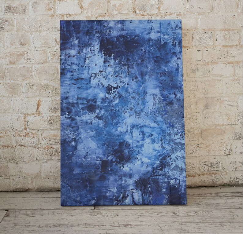 Blue Modern Wall Texture Abstract Digital Painting. Minimalist Decor ...