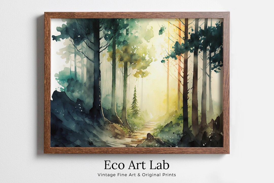 Watercolor Forest Landscape Printable. Printable Wall Art. Colorful ...