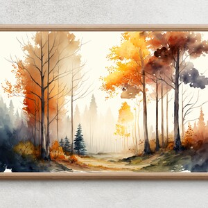 Samsung Frame Tv Art 4k Fall Forest Nature Watercolor Landscape Digital