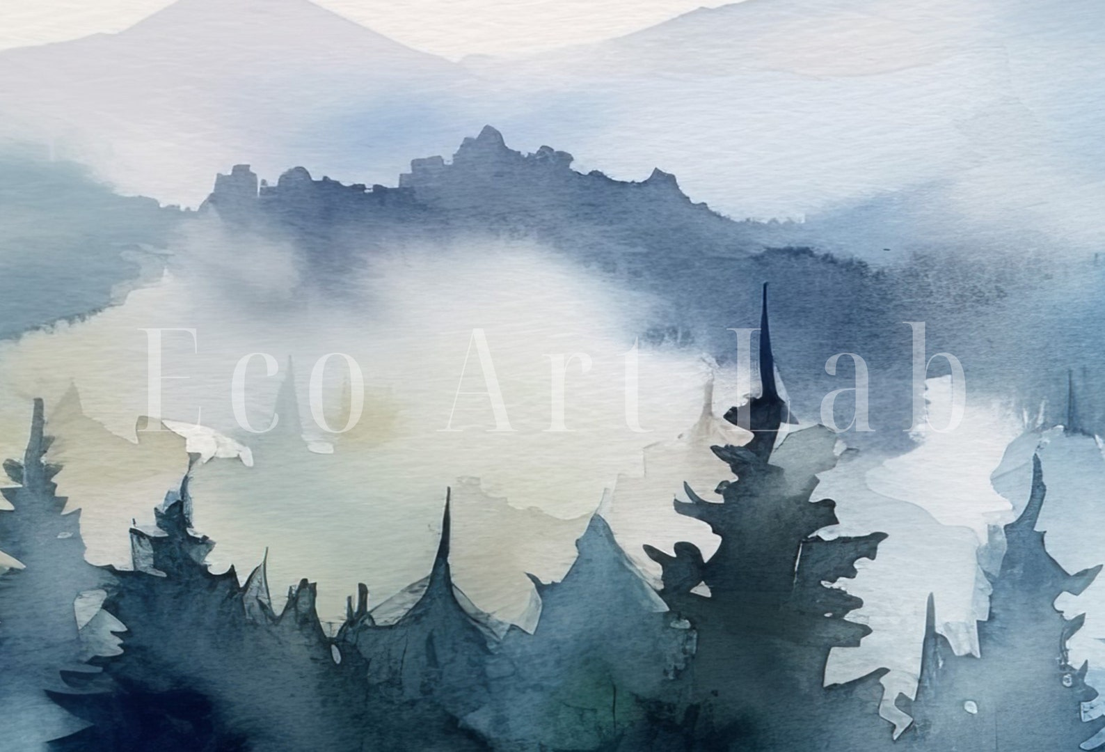 Blue Mountains Wall Art | Abstract Mountain Print Set | 3 Piece Wall ...