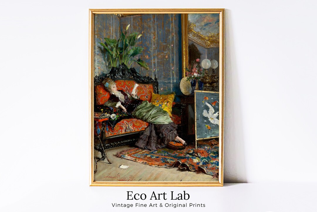 Woman Reading Portrait | Decadent Young Woman | Vintage Wall Art ...
