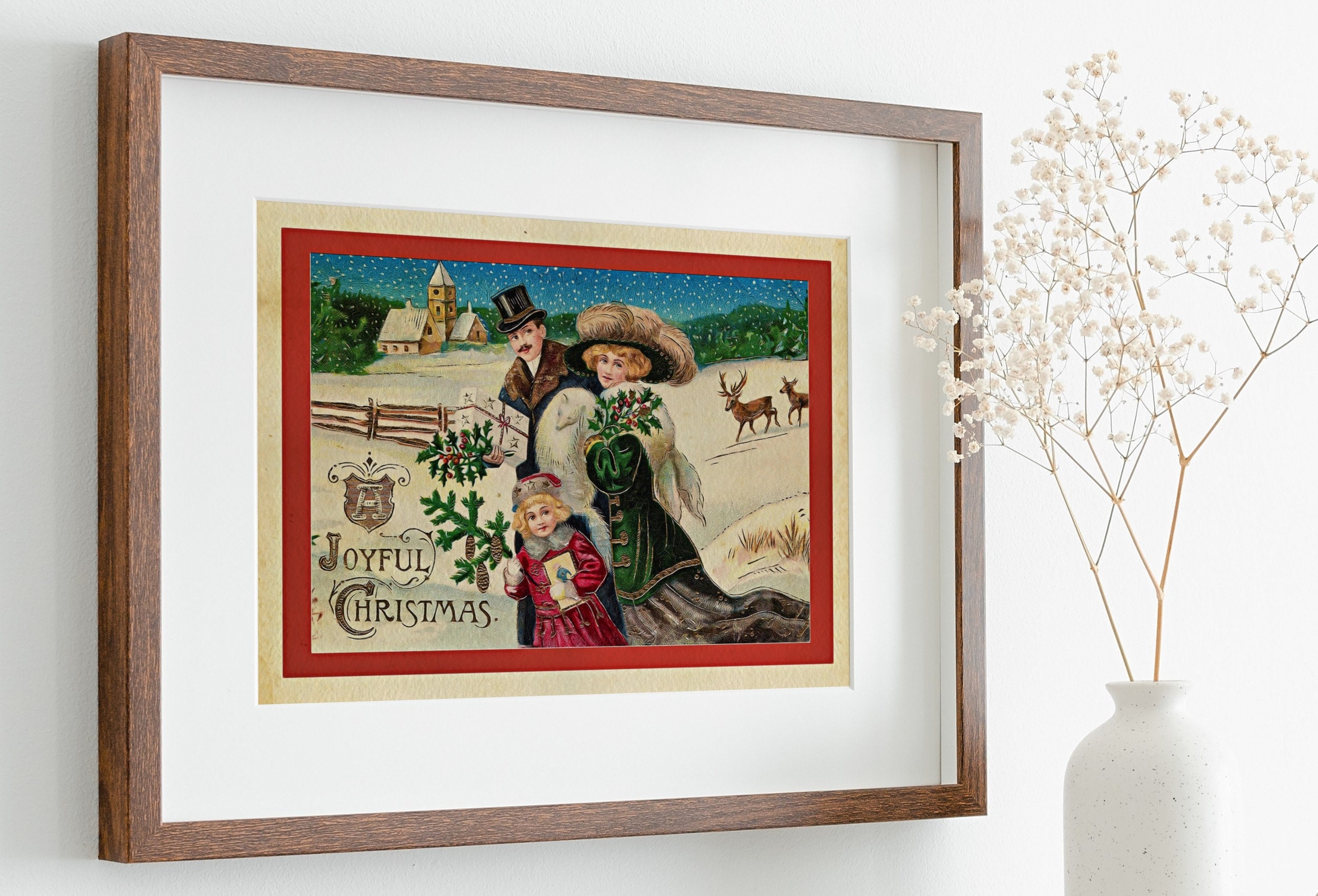 Vintage Victorian Christmas Card of Family in Snow. Retro - Etsy