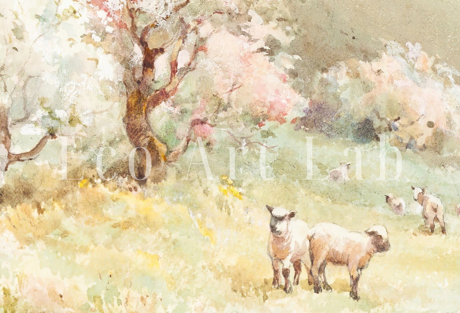 Spring Meadow Painting Vintage Landscape Print. Country Field - Etsy