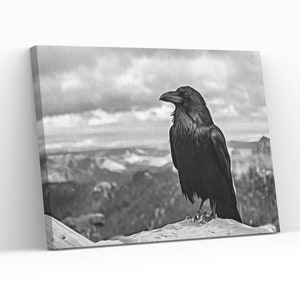 Raven Sitting on Rock Printable Digital Painting. Instant Download Crow ...