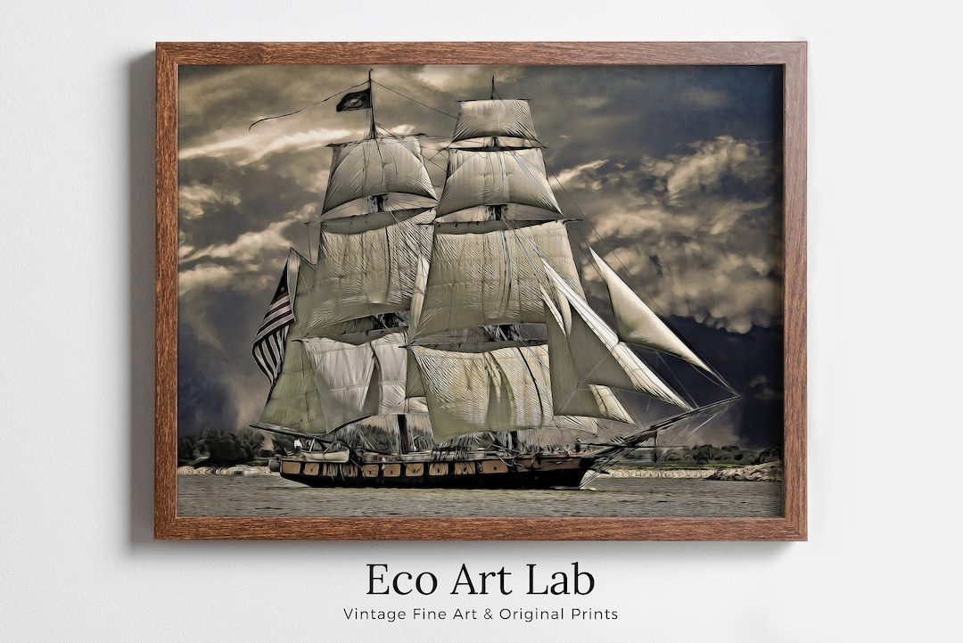 USS Constitution "old Ironsides" Sailing Ship at Full Sail. Sailboat ...