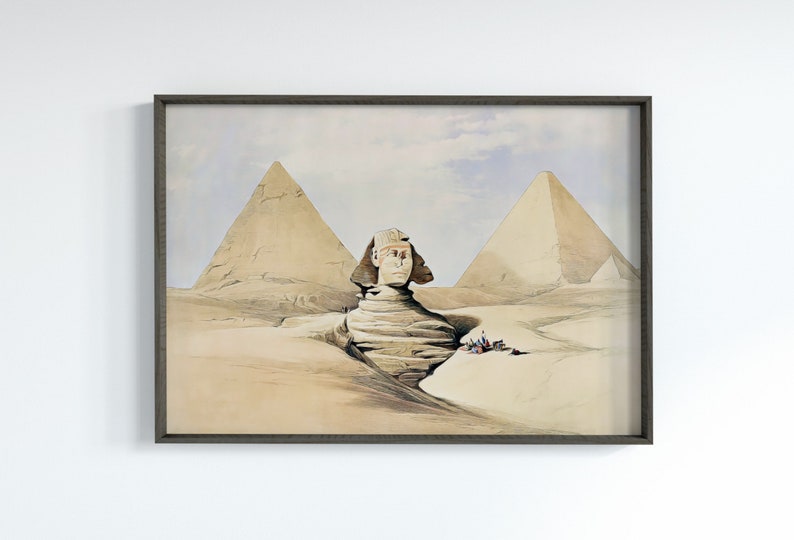 Ancient Egyptian Wall Art. Pyramids & Great Sphinx of Giza. Egyptian ...
