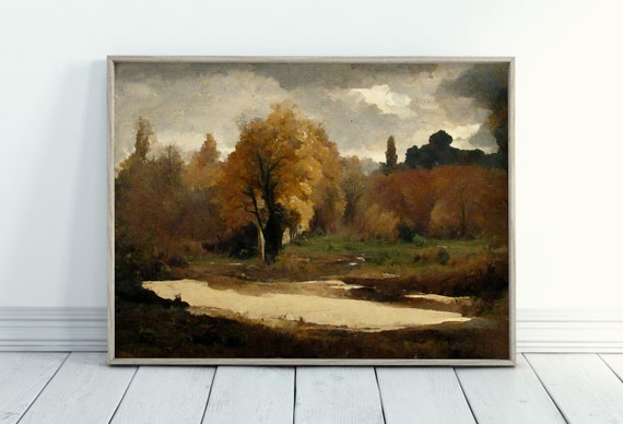Autumn Landscape Printable Painting. Rustic Fall Art Muted - Etsy