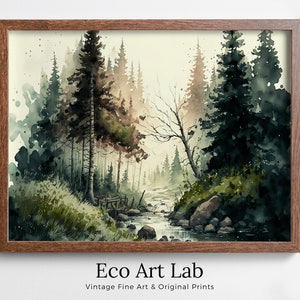 Watercolor Forest Landscape Printable. Printable Wall Art. Digital Art ...