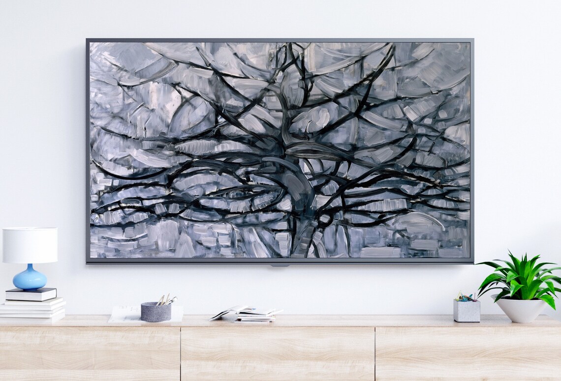 Gray Tree Vintage Famous Painting Abstract Samsung Frame TV Art ...