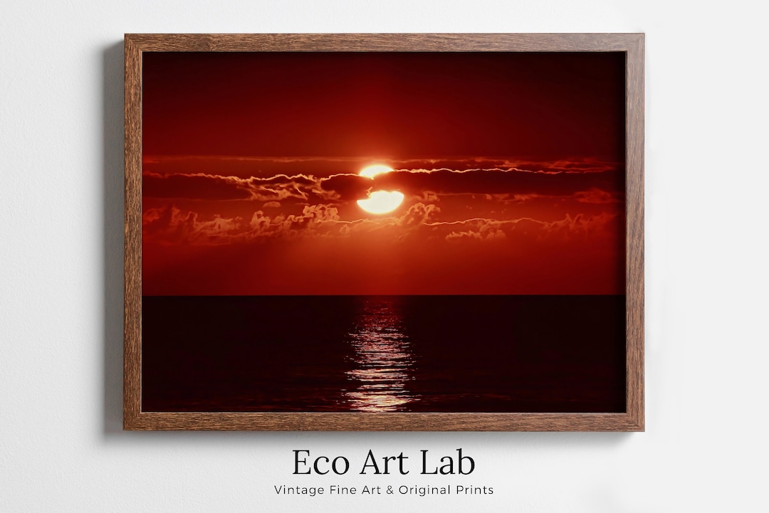 Red Sunset Wall Art Print. Instant Download Boho Abstract Sunset Poster ...