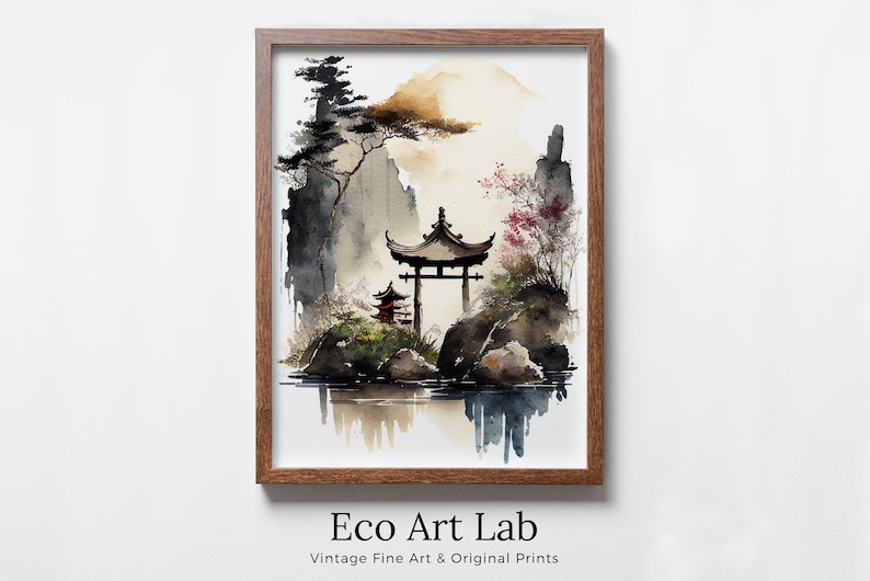 Zen Garden Printable Wall Art. Instant Download Watercolor Zen Art ...