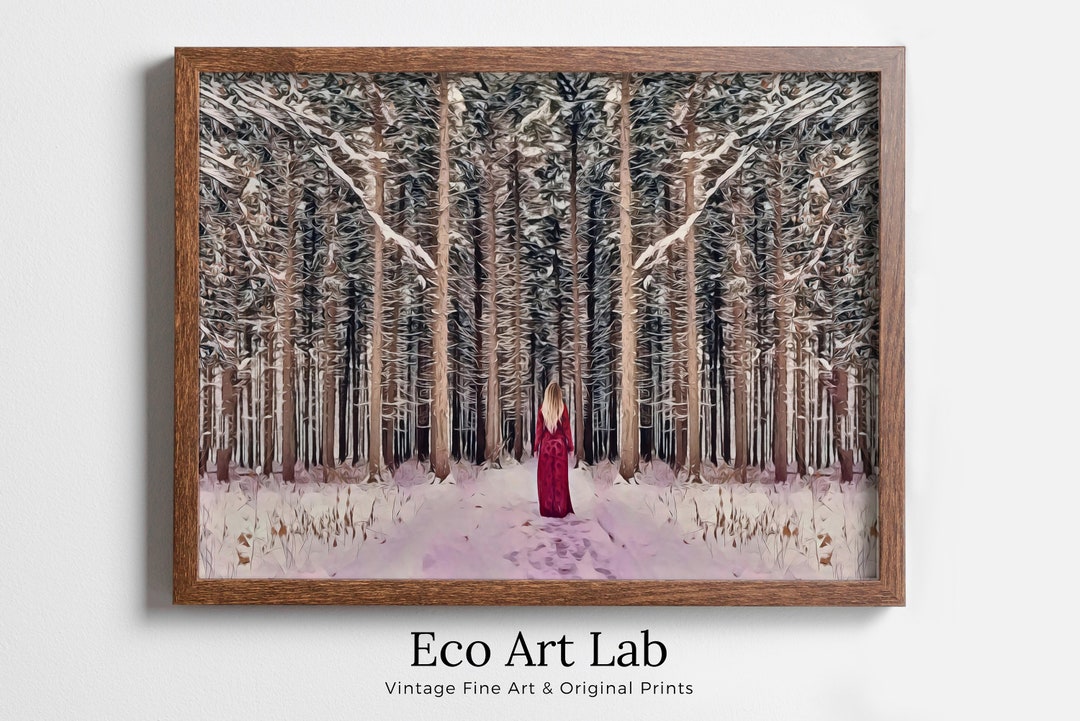 Woman Entering Forest, Fantasy Art Print Digital Painting, Abstract ...