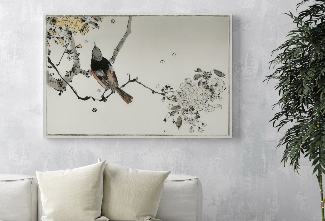 Swallow Bird on Branch Vintage Japanese Painting. Japanese Wall Art ...