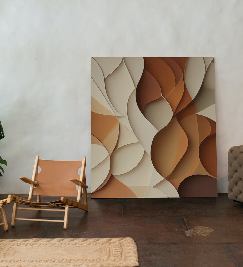 Abstract Painting 3D Texture Art. Large Abstract Printable Art. Neutral ...