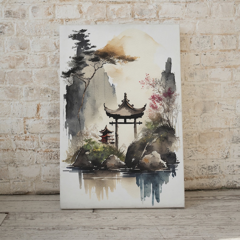 Zen Garden Printable Wall Art. Instant Download Watercolor Zen Art ...