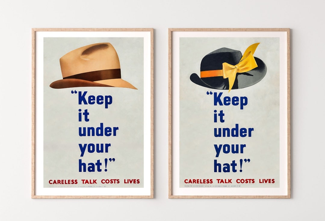 Set of 2 Prints Vintage Posters. 1940s Enhanced Retro "keep It Under ...