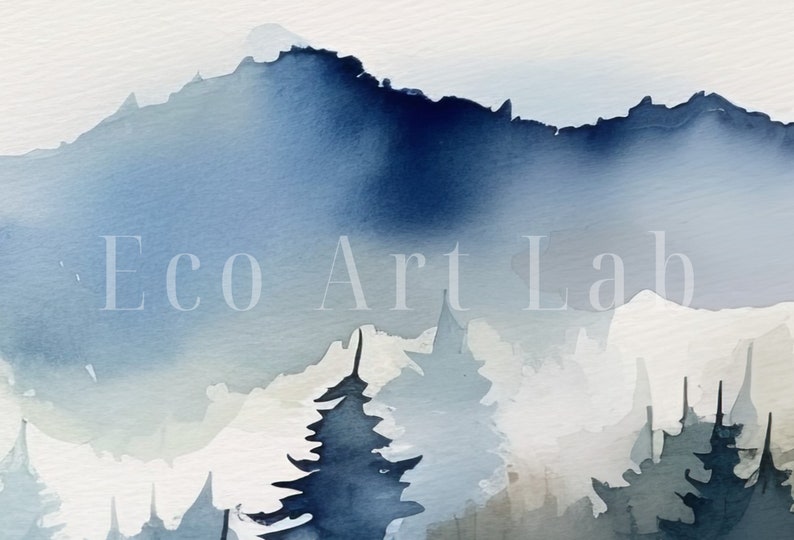 Blue Mountains Wall Art | Abstract Mountain Print Set | 3 Piece Wall ...