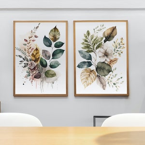 Botanical Prints Set of 2. Watercolor Gallery Wall Art. Floral ...
