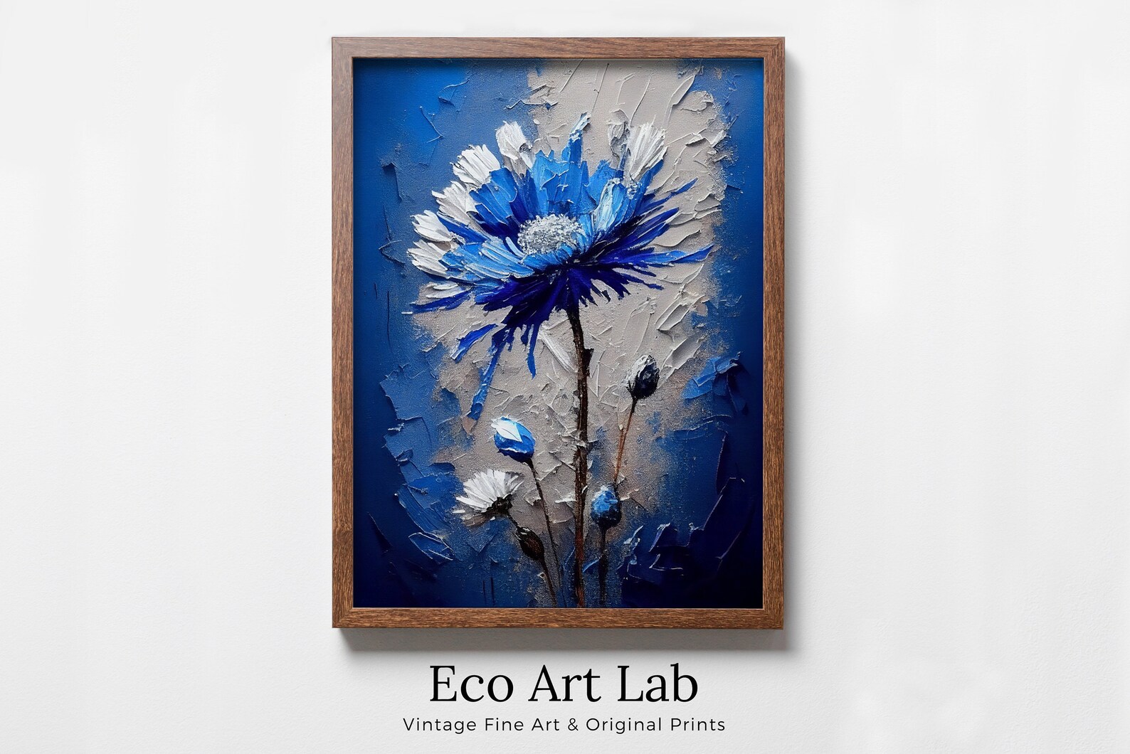 Blue Flower Print. Abstract Flower Printable Wall Art. Texture Modern ...