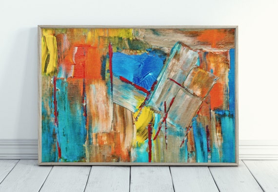 Bold Modern Abstract Painting Printable Wall Art. Colorful - Etsy