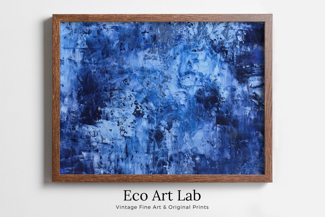Blue Modern Wall Texture Abstract Digital Painting. Minimalist Decor ...