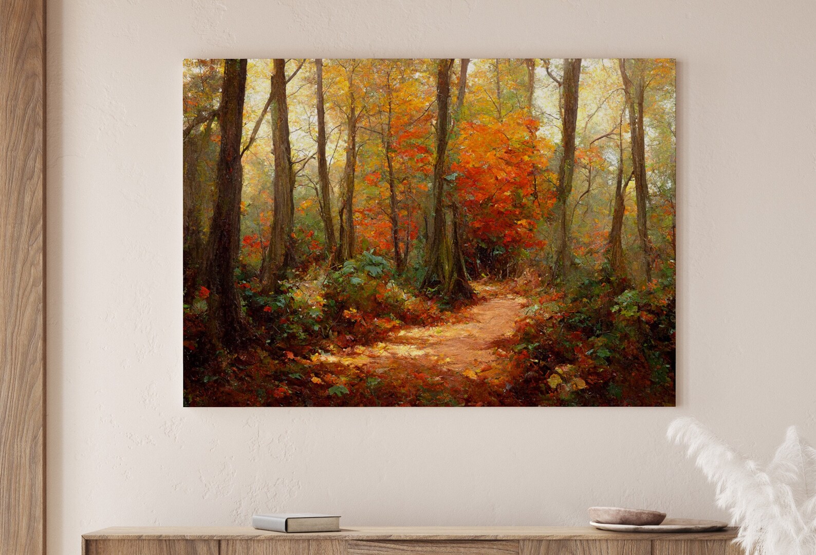 Forest Trail Autumn Landscape Digital Painting. Printable Fall - Etsy