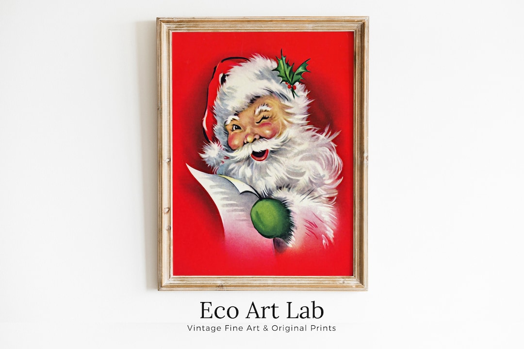 Vintage Santa Claus Illustration. Retro Postcard Christmas Print ...