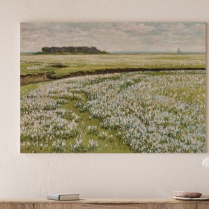 Spring Meadow Landscape Painting. Vintage Landscape Print. Farmhouse ...