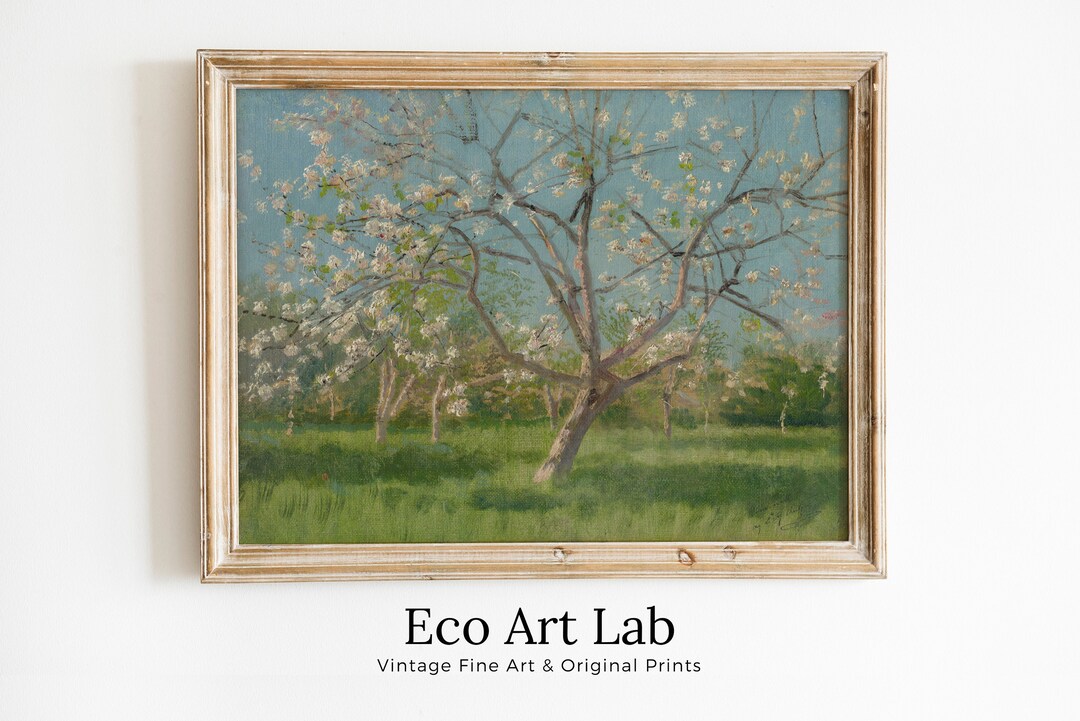Vintage Spring Landscape Painting. PRINTABLE Country Field Decor ...