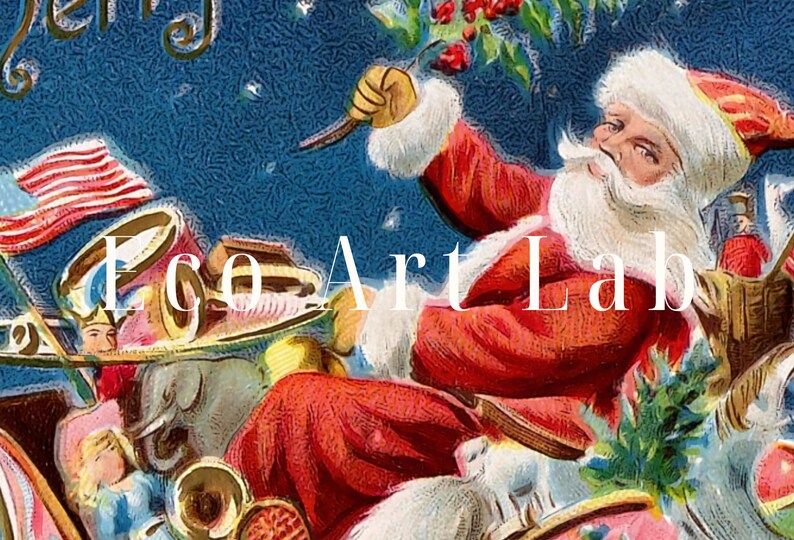 Samsung Frame TV Art 4K Vintage Santa Sleigh and Reindeer in - Etsy