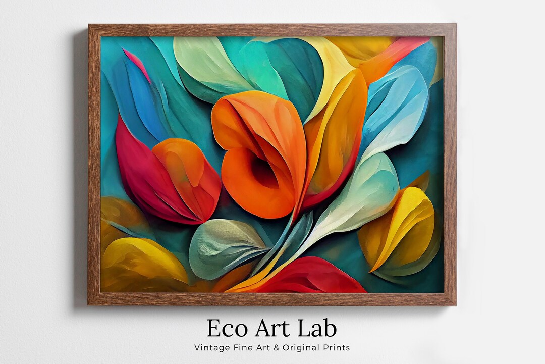 Modern Abstract Floral Print Digital Painting. Printable Wall Art ...