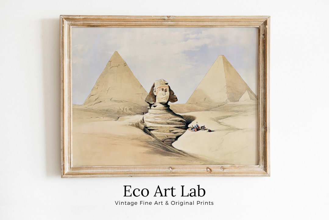 Ancient Egyptian Wall Art. Pyramids & Great Sphinx of Giza. Egyptian ...