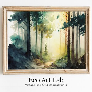 Watercolor Forest Landscape Printable. Printable Wall Art. Colorful ...