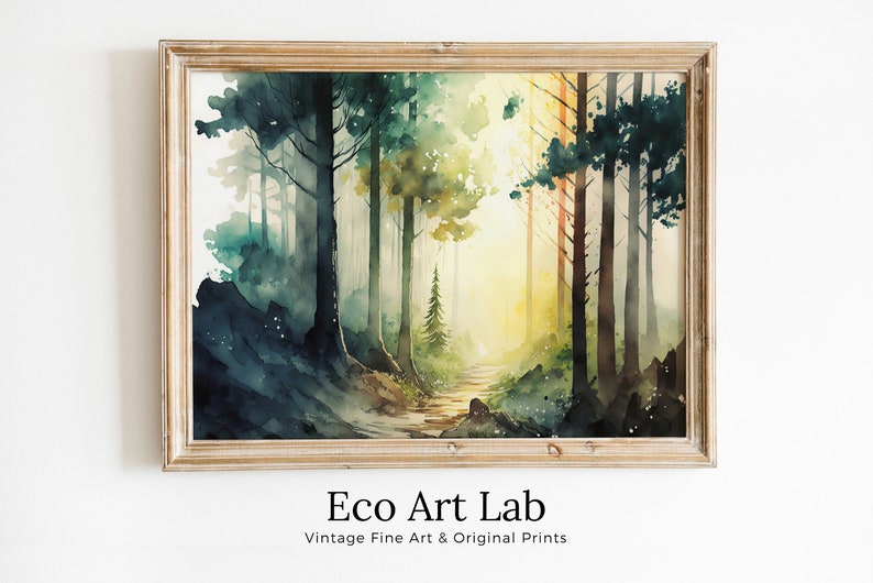 Watercolor Forest Landscape Printable. Printable Wall Art. - Etsy