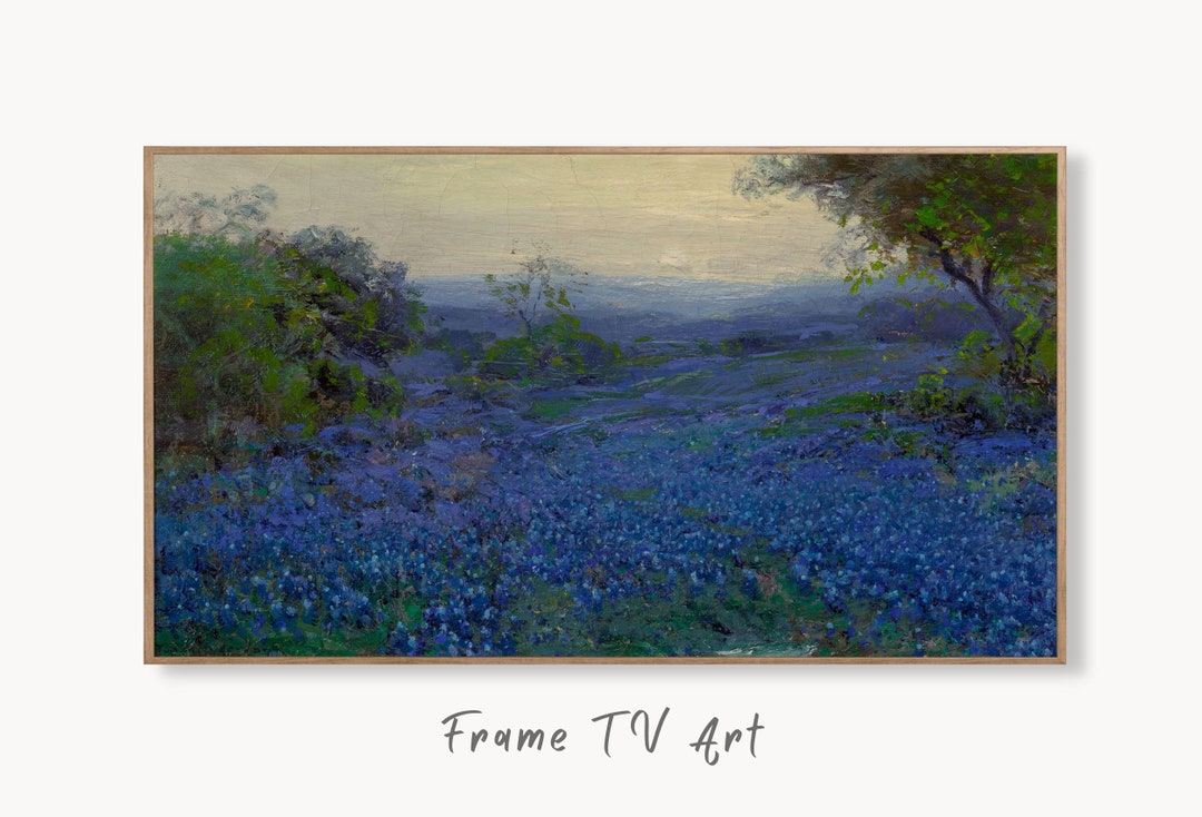 Samsung Frame TV Art 4K Bluebonnets Field Landscape. Blue Bonnets ...