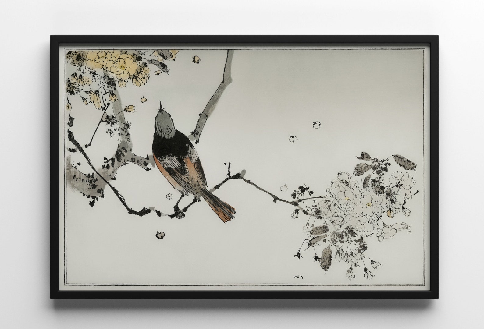 Swallow Bird on Branch Vintage Japanese Painting. Japanese Wall Art ...
